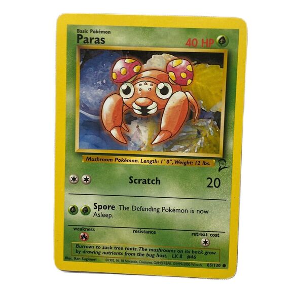 Pokemon | Toys | Pokemon Paras 8530 Base Set Card Regular Yellow And ...